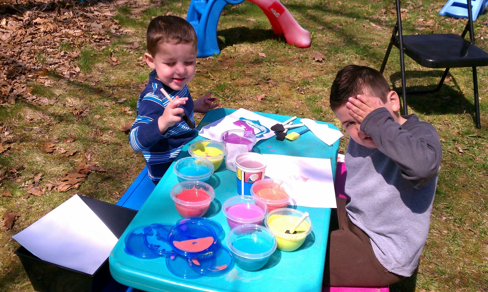 But quickly switched to using their hands!