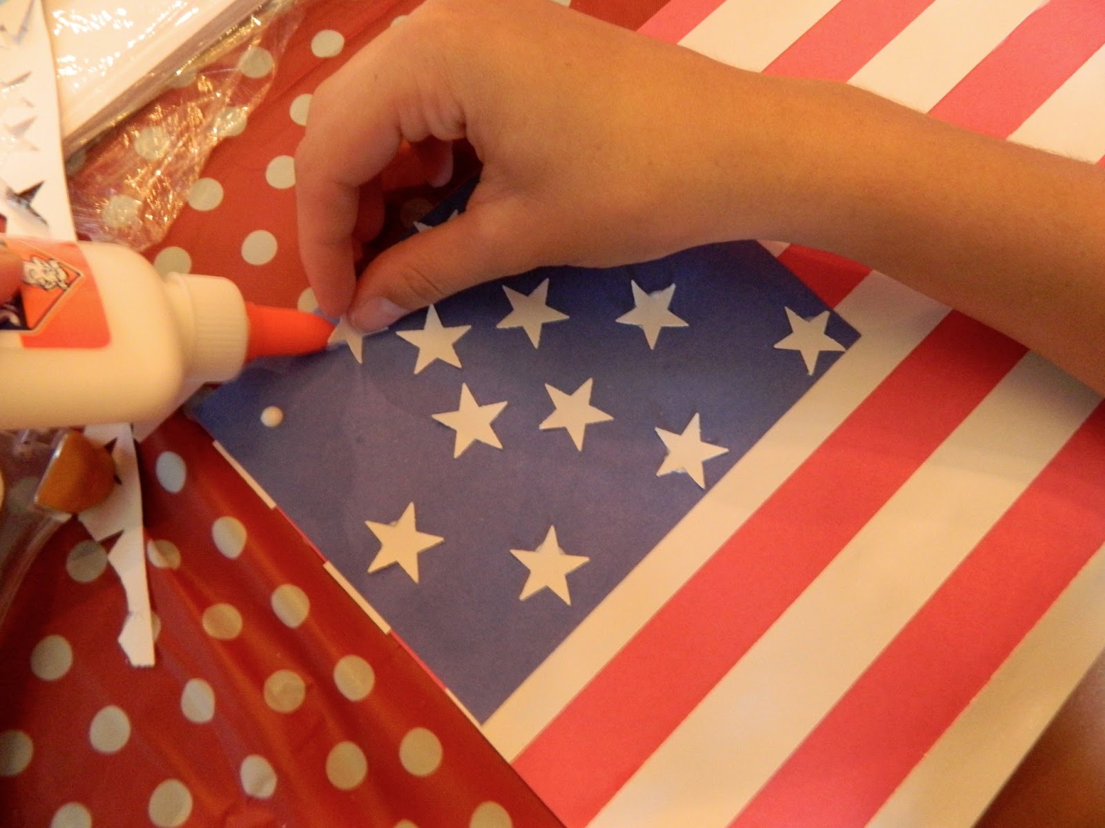 the vintage umbrella: construction paper flags