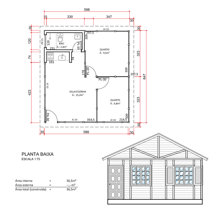 PLANTAS TÉRREAS ATÉ 50m2 - CASAS RIO | Casas pré-fabricadas