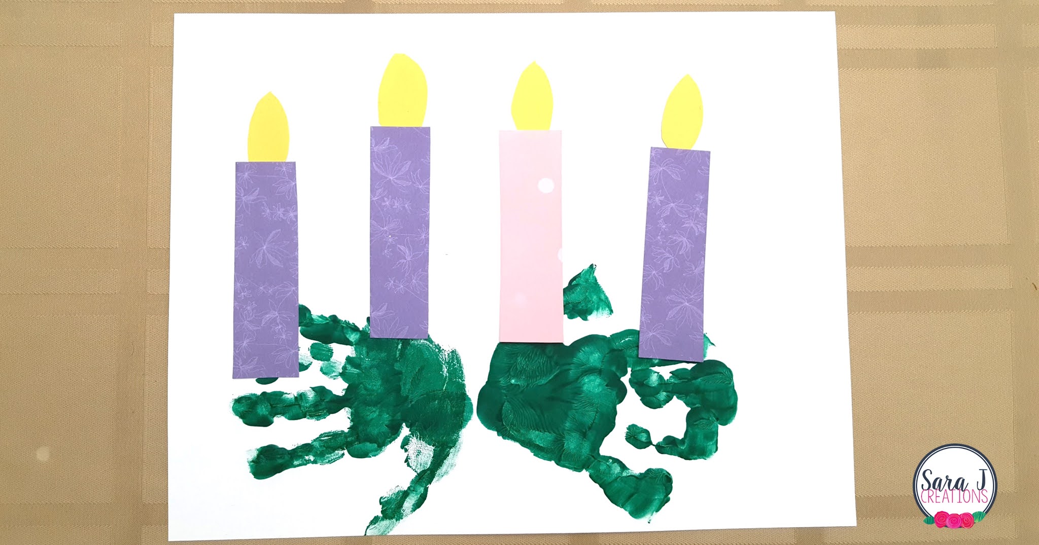 Advent Wreath Handprint Craft | Sara J Creations