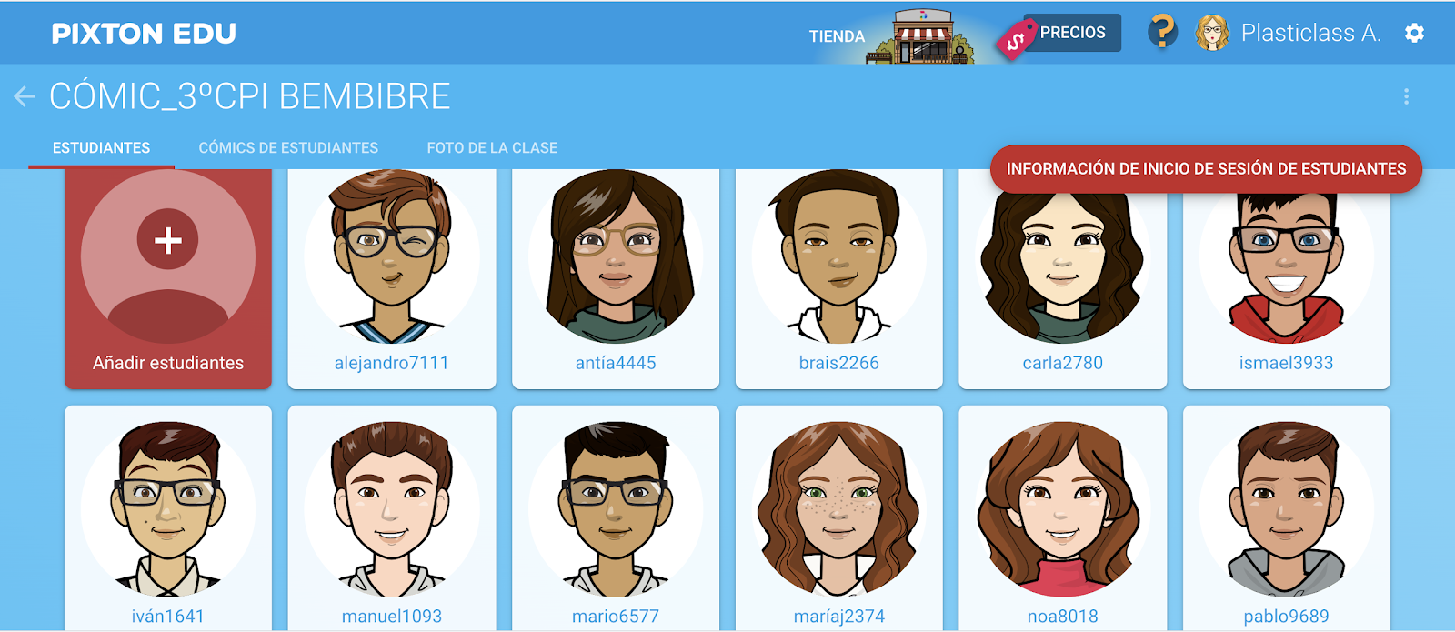 Plasticlass: Avatares diseñados en Pixton