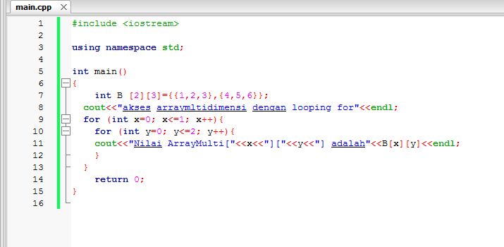 Program Array multidimensi dengan C++ pada CodeBlock | Pemrograman
