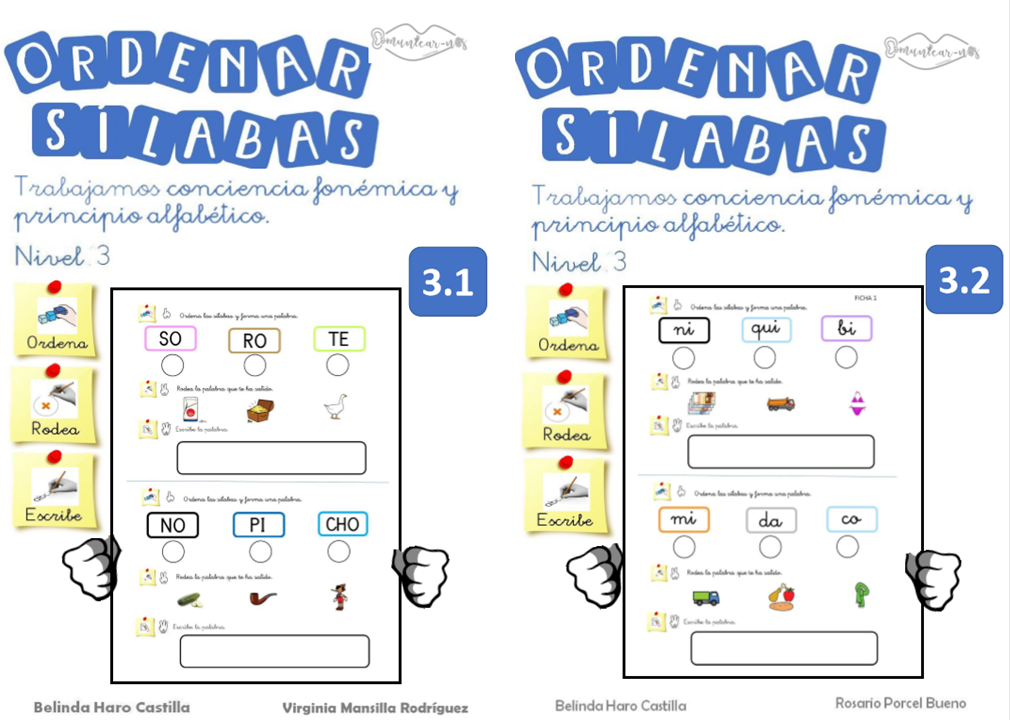 Siembra Estrellas: MATERIAL IMPRESO: ORDENAR SÍLABAS (principio alfabético)