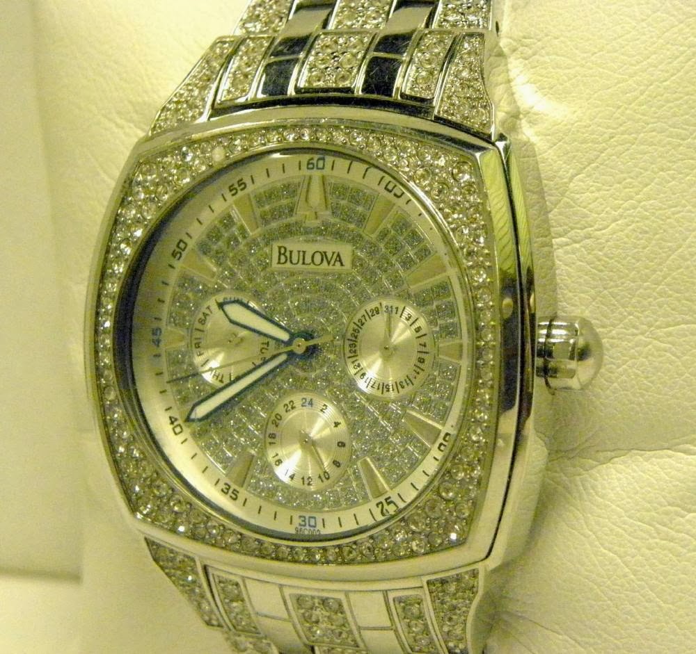 BULOVA CHRONOGRAPH CRYSTAL DIAL BEZEL & BAND STAINLESS STEEL WR DRESS ...