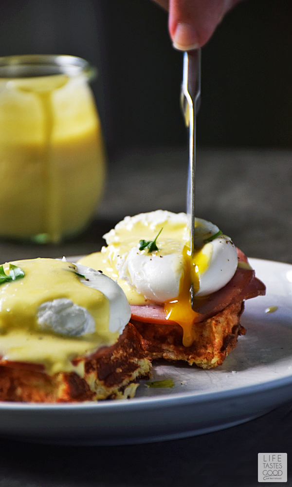 Eggs Benedict Cauliflower Waffles | Life Tastes Good