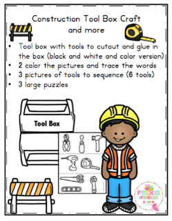 Tool Box Construction Craft and More ~ Preschool Printables