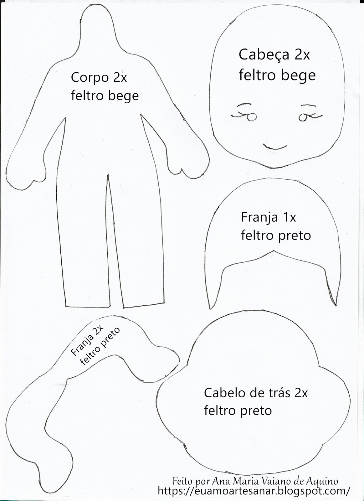 Bonecas De Feltro Com Moldes - RETOEDU