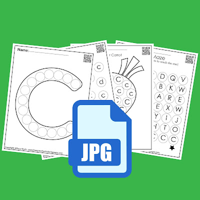 Set of Letter C "10 free Dot Markers coloring pages"