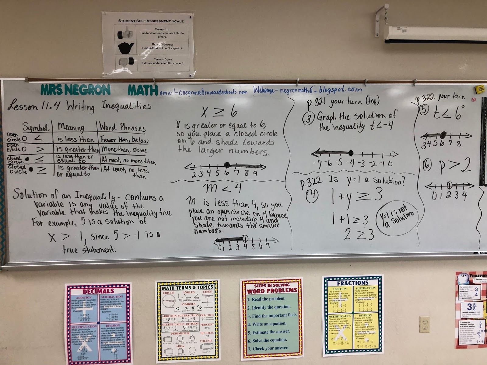 Mrs. Negron 6th Grade Math Class: Lesson 11.4 Writing Inequalities