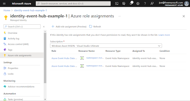 Managed Identities and Shared Access Tokens for EventHubs in Azure