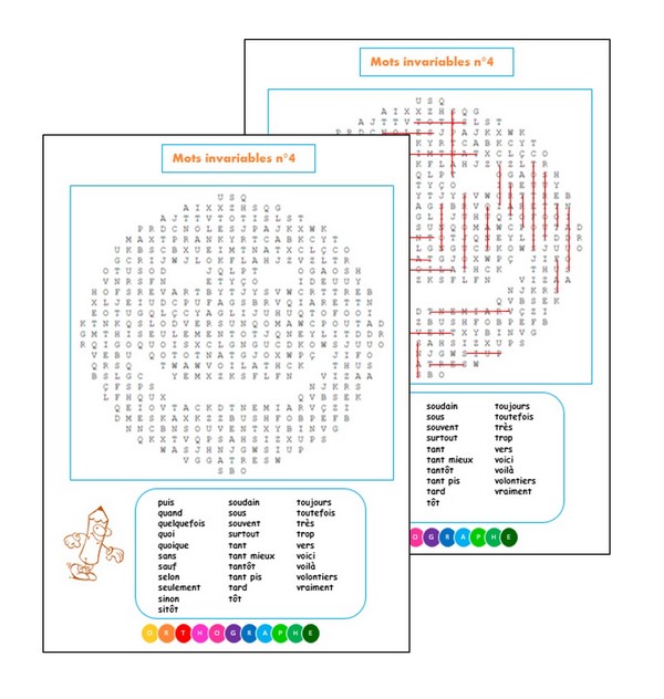 Remue Méninge: Mots Mêlés : Mots invariables