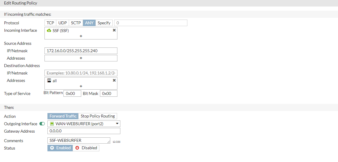 POLICY ROUTES FORTIGATE