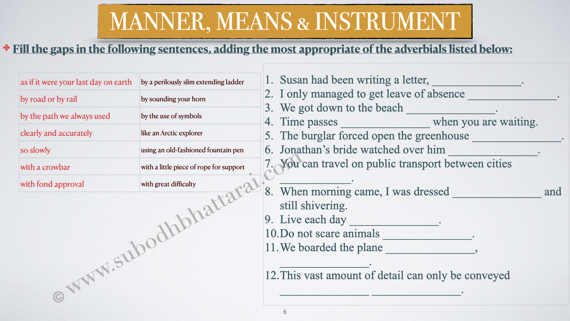 PART TWO: GRAMMAR IN USE - MANNER MEANS & INSTRUMENT