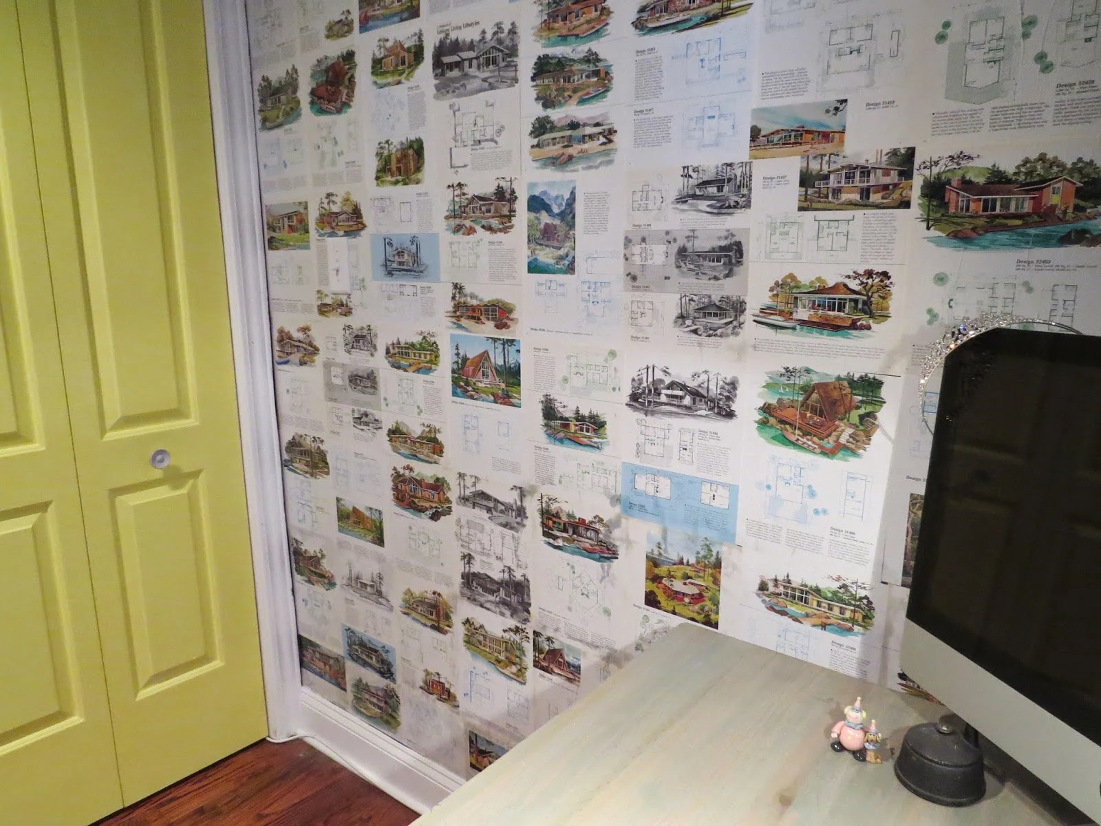 Office papers! Papered! Wall done! Yay fun! - Flipping the Flip