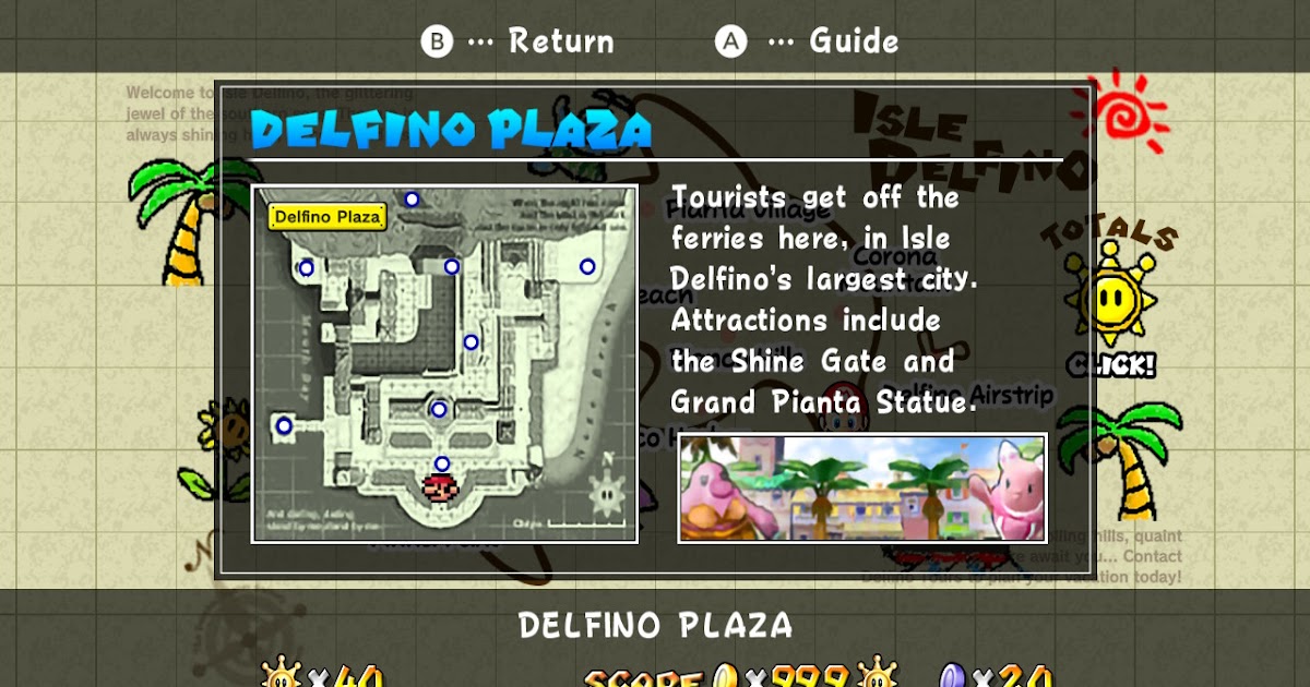 Super Mario Sunshine (GC/Switch): Os 15 Shine Sprites de Delfino Plaza ...