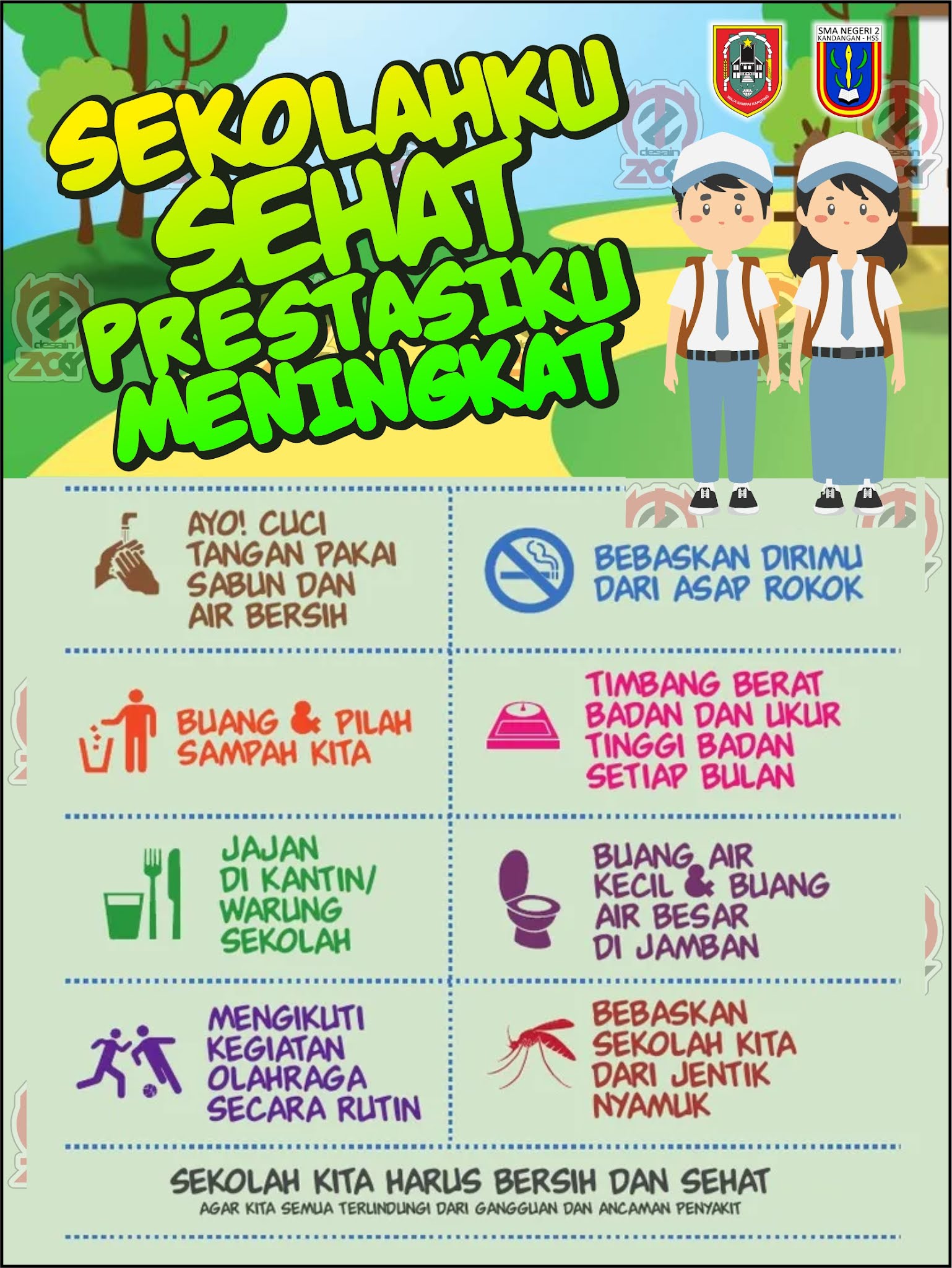 spanduk poster phbs sekolah