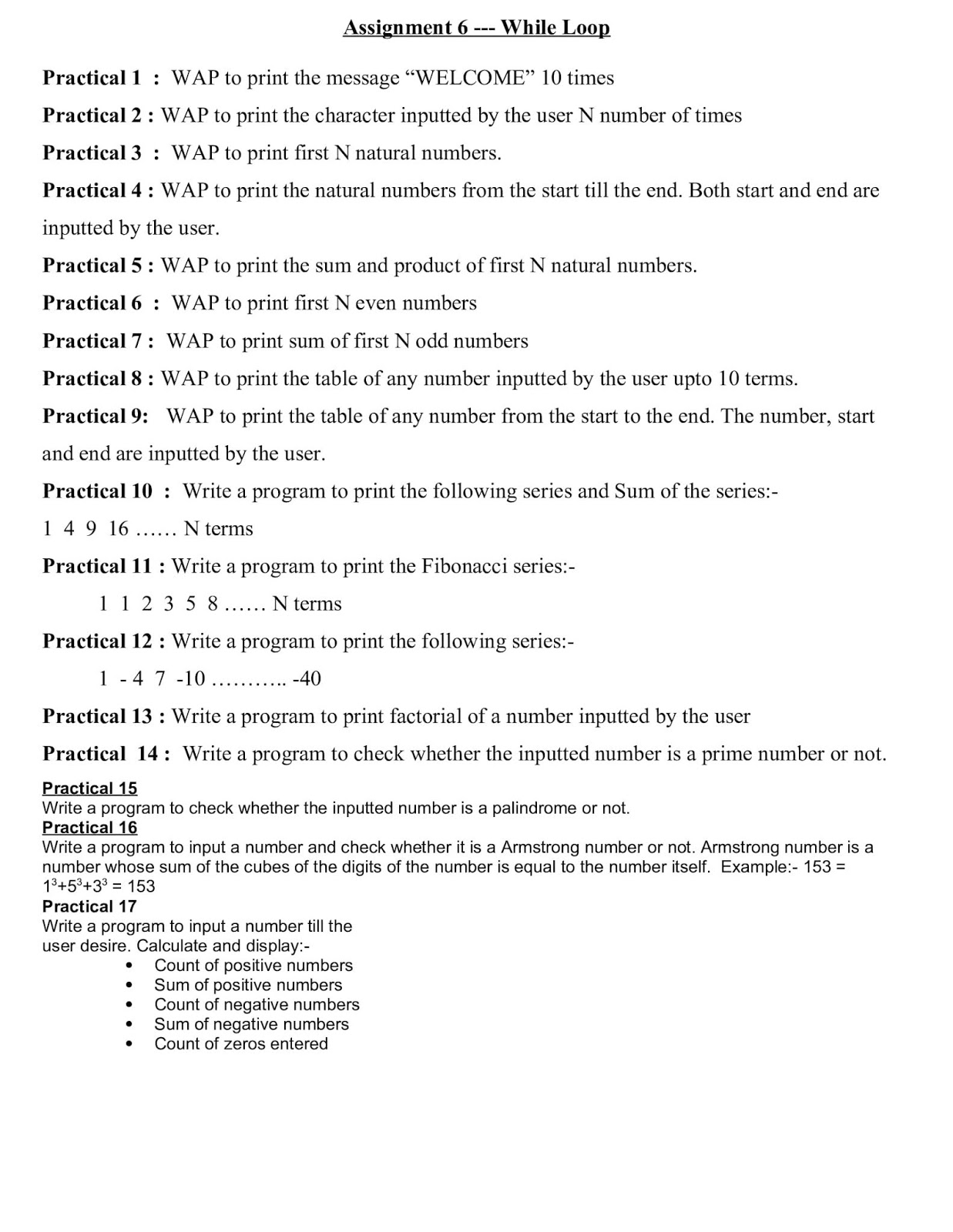 PYTHON Class 11 : Python Assignment 1 to 8 PYTHON Class 11 : Python Assignment 1 to 8