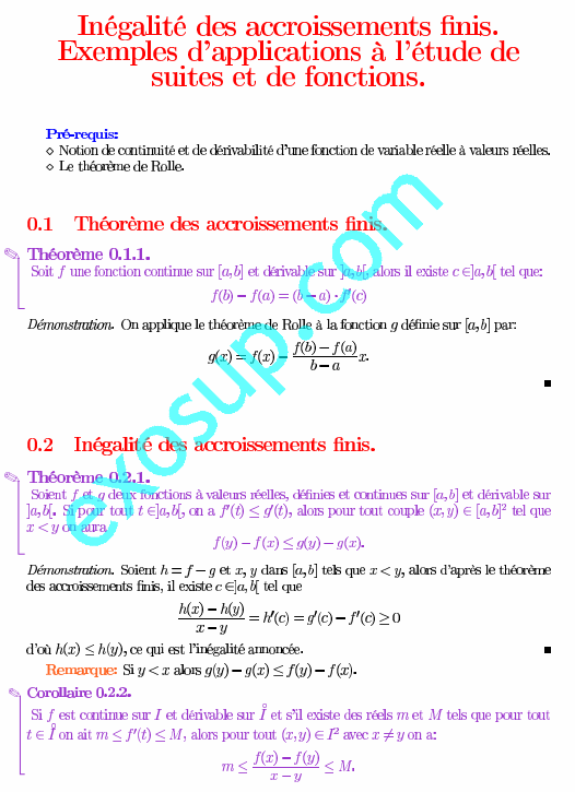 Inégalité des accroissements finis Exemples d'applications à l'étude de ... Inégalité des accroissements finis Exemples d'applications à l'étude de ...