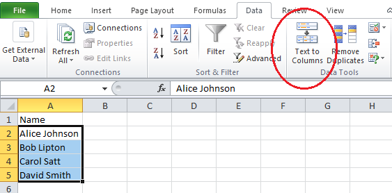 Excel - Text to columns
