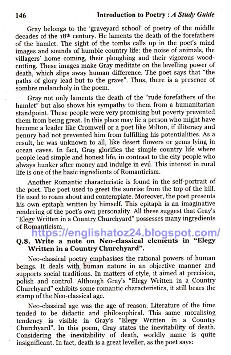 Board Questions with Answers (Elegy written in a country churchyard ...