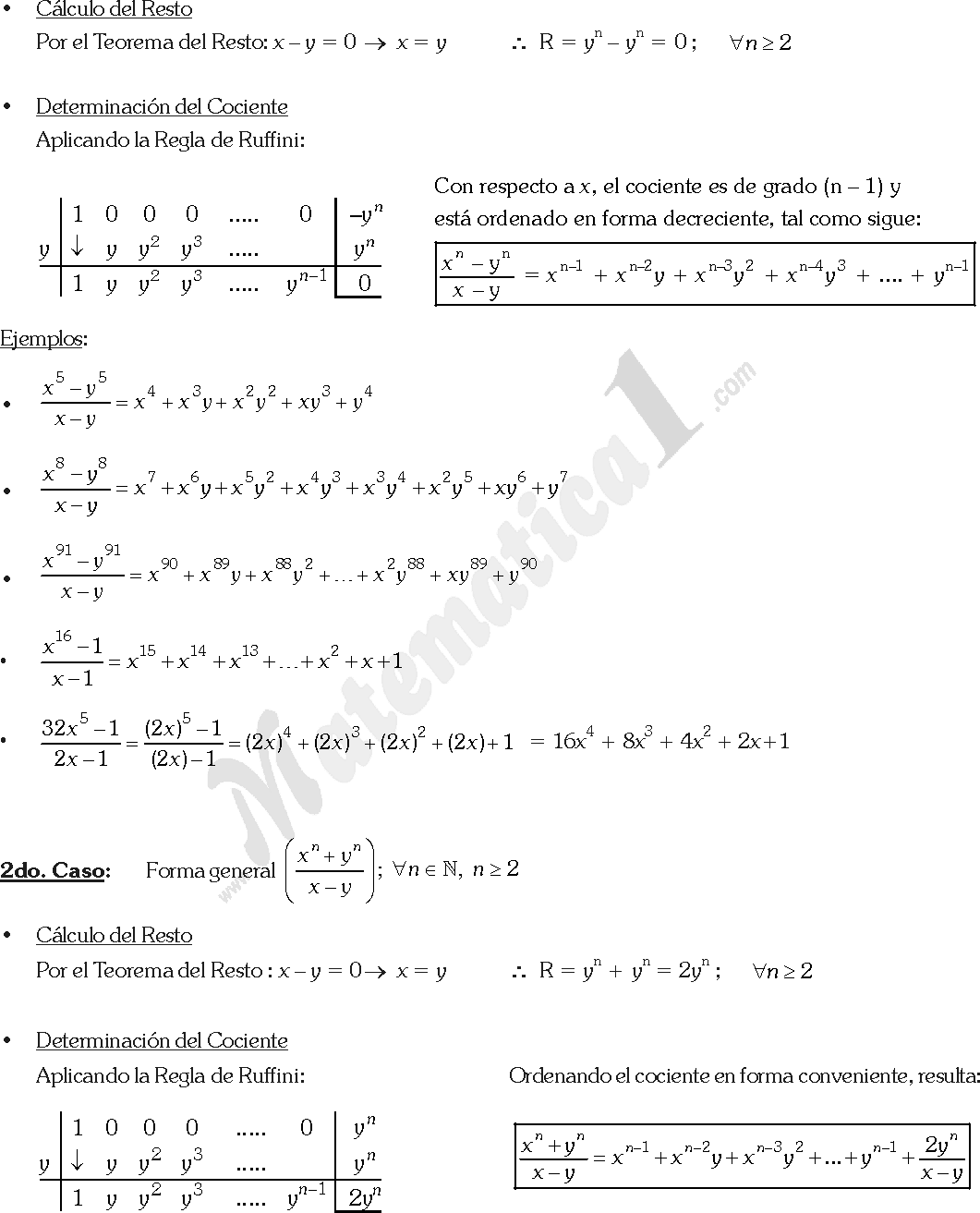 COCIENTES NOTABLES EJERCICIOS RESUELTOS EN PDF COCIENTES NOTABLES EJERCICIOS RESUELTOS EN PDF