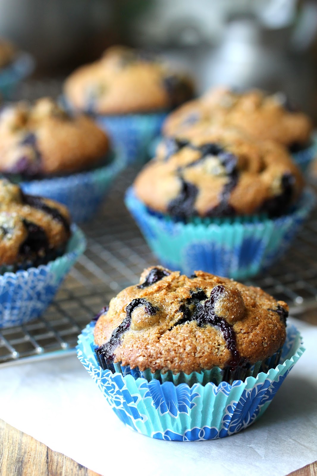 Blueberry Cornmeal Sourdough Muffins | Karen's Kitchen Stories