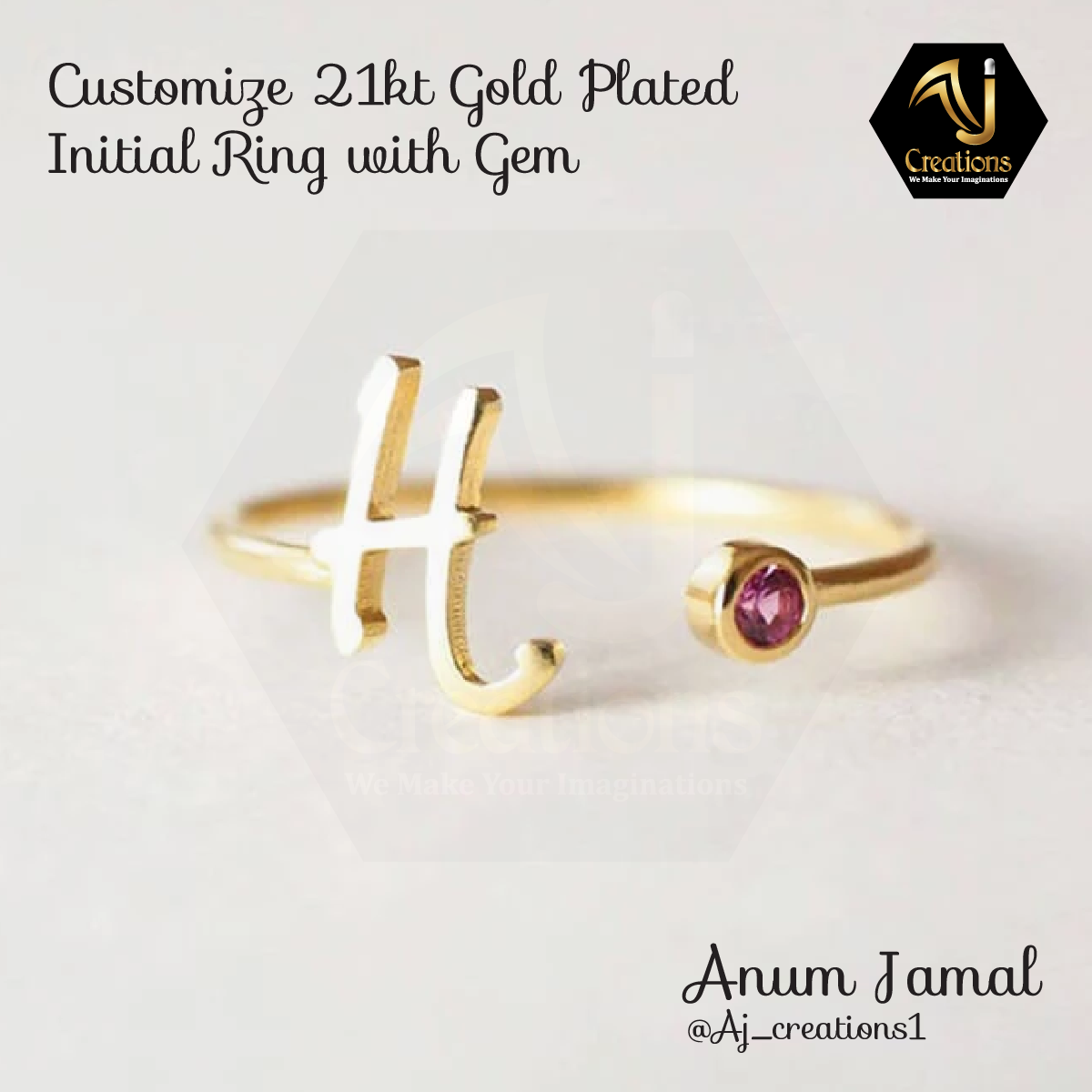 Gold Plated Initial Ring