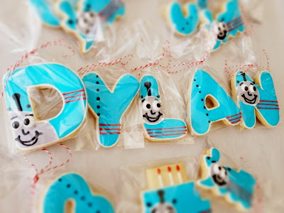 Dough and Batter: thomas the train inspired birthday cookies for dylan