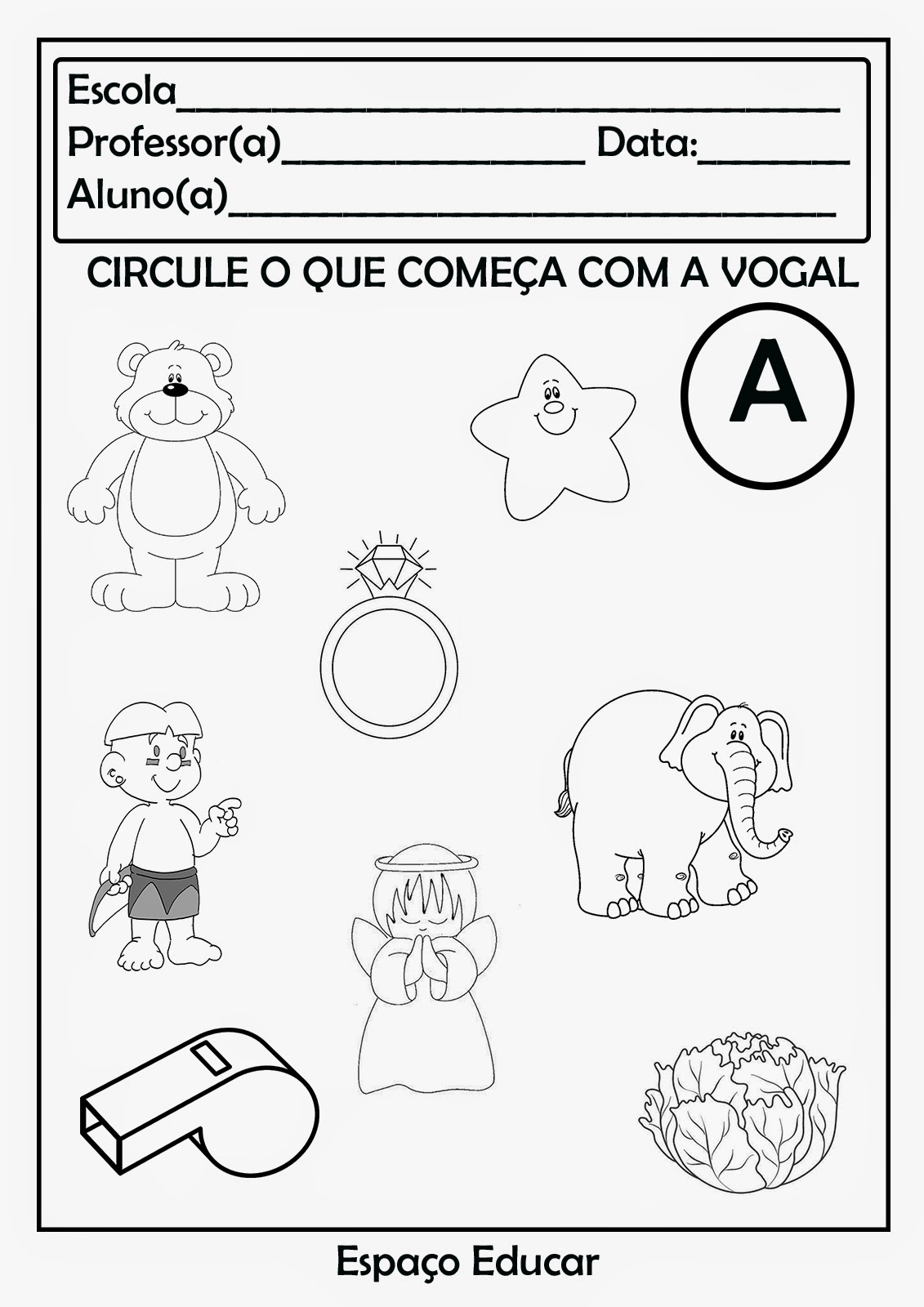 Atividade Da Vogal A Para Imprimir - BINKEDU