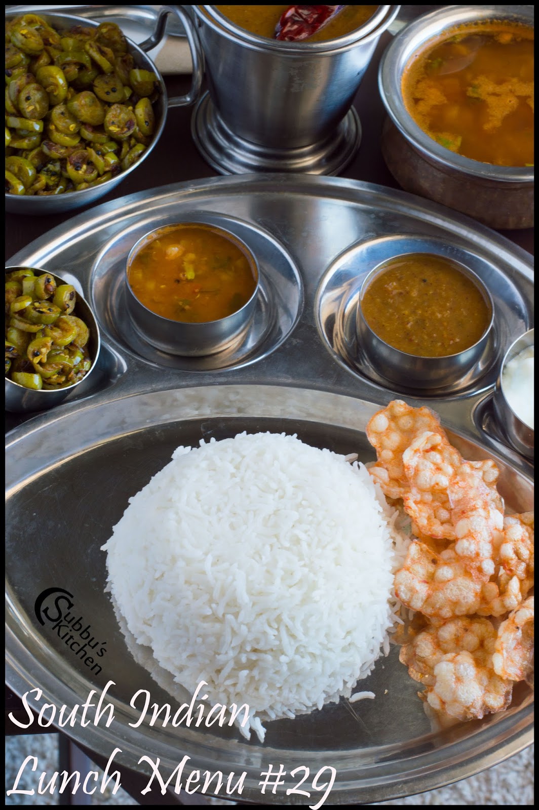 South Indian Lunch Menu #29 - Hotel Sambar, Pineapple Rasam, Kovakkai ...