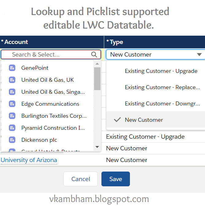 Lwc Datatable Lookup And Picklist Supported Editable Lightning Datatable