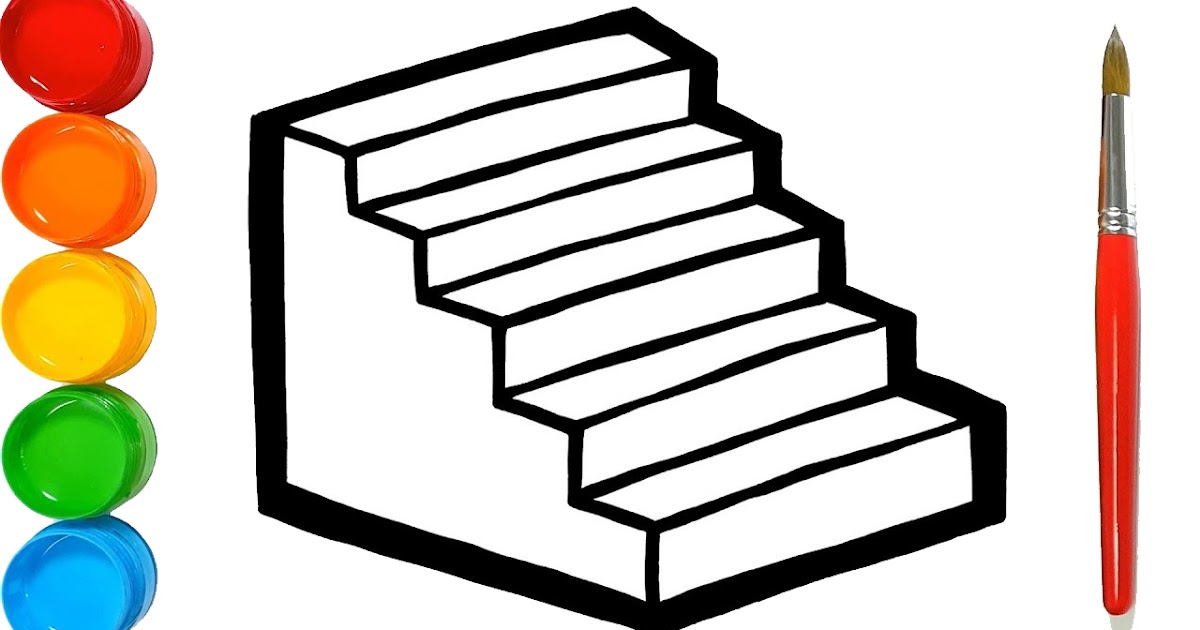 How to Draw Stairs Coloring and Drawing for Kids - Drawing For Kids