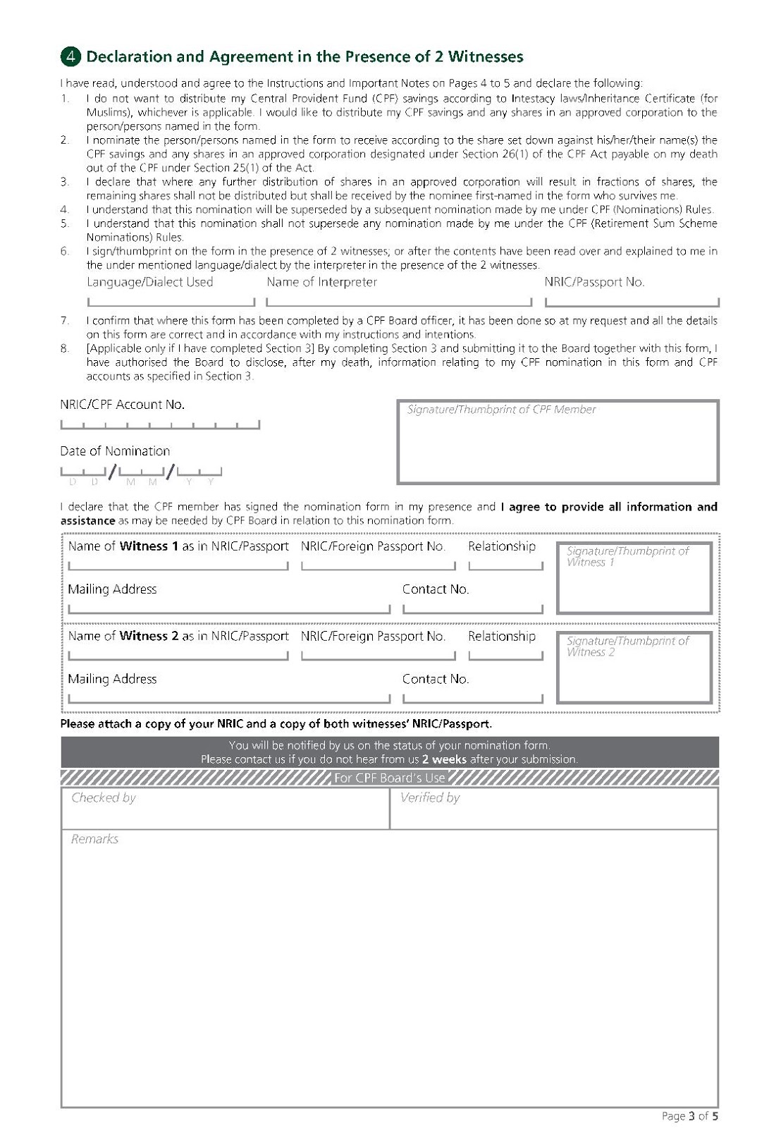 Forms19: C.P.F Nomination Form