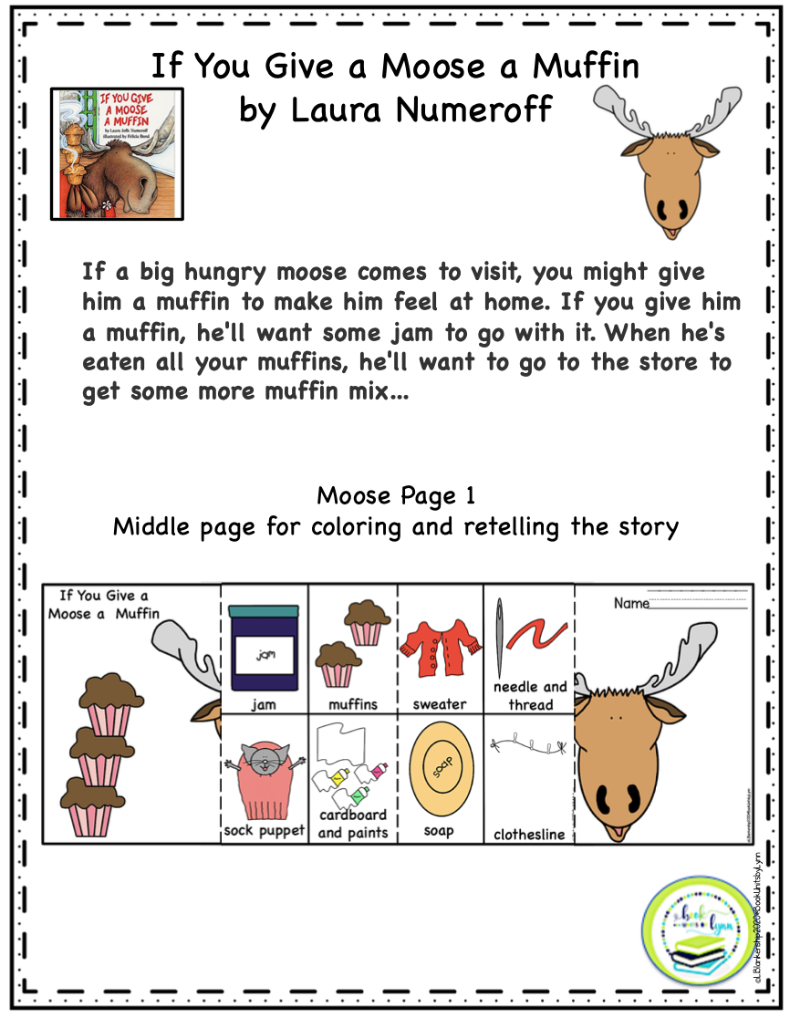 IF YOU GIVE A MOOSE A MUFFIN BOOK CRAFT ~ Book Units by Lynn