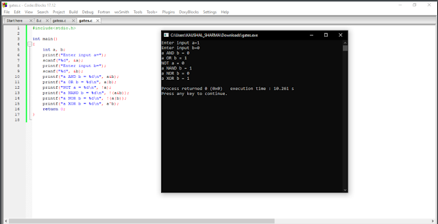 C program to print the Logic gates(AND, OR, NOT, NAND, NOR, XOR) - Data ...