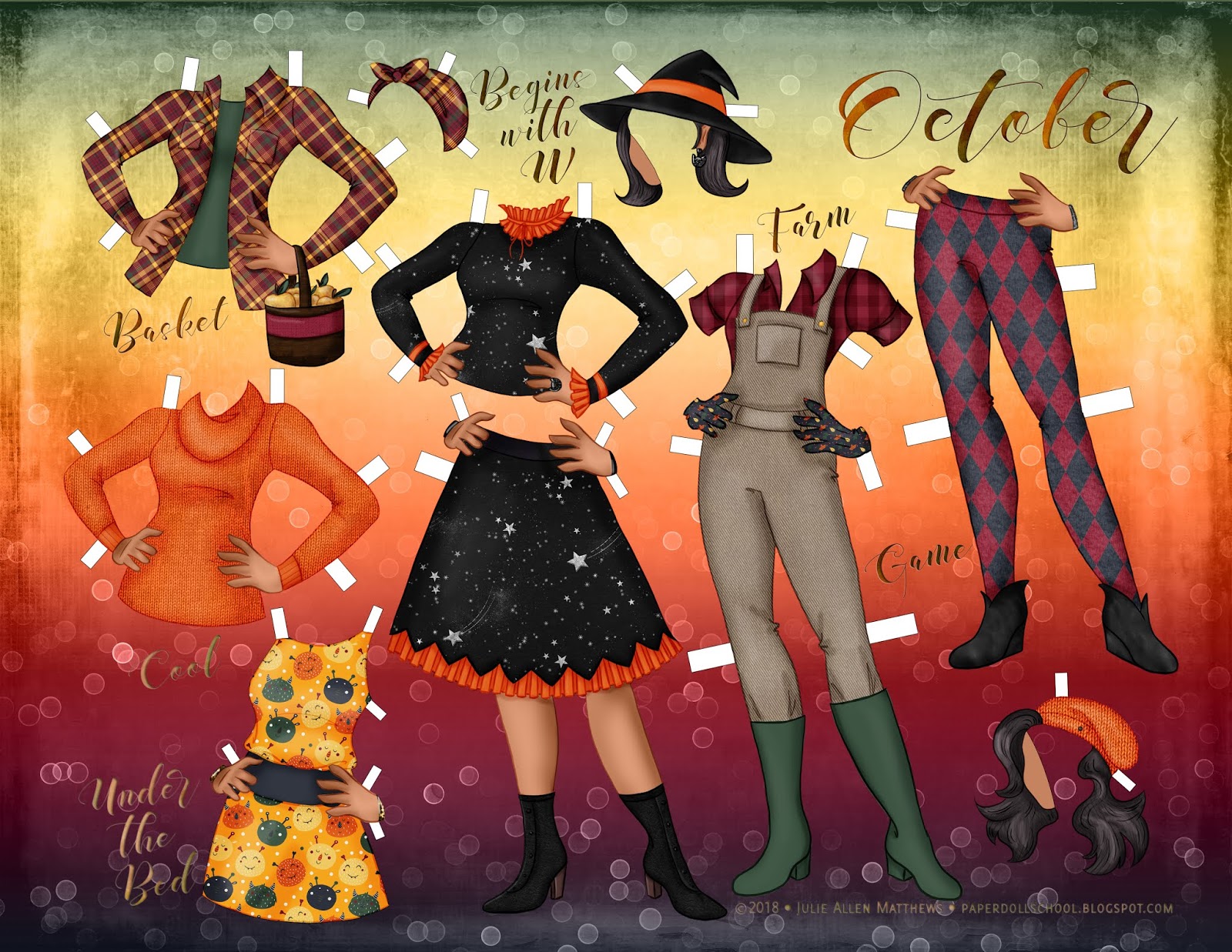Paper Doll School: October Paper Doll - Set 2