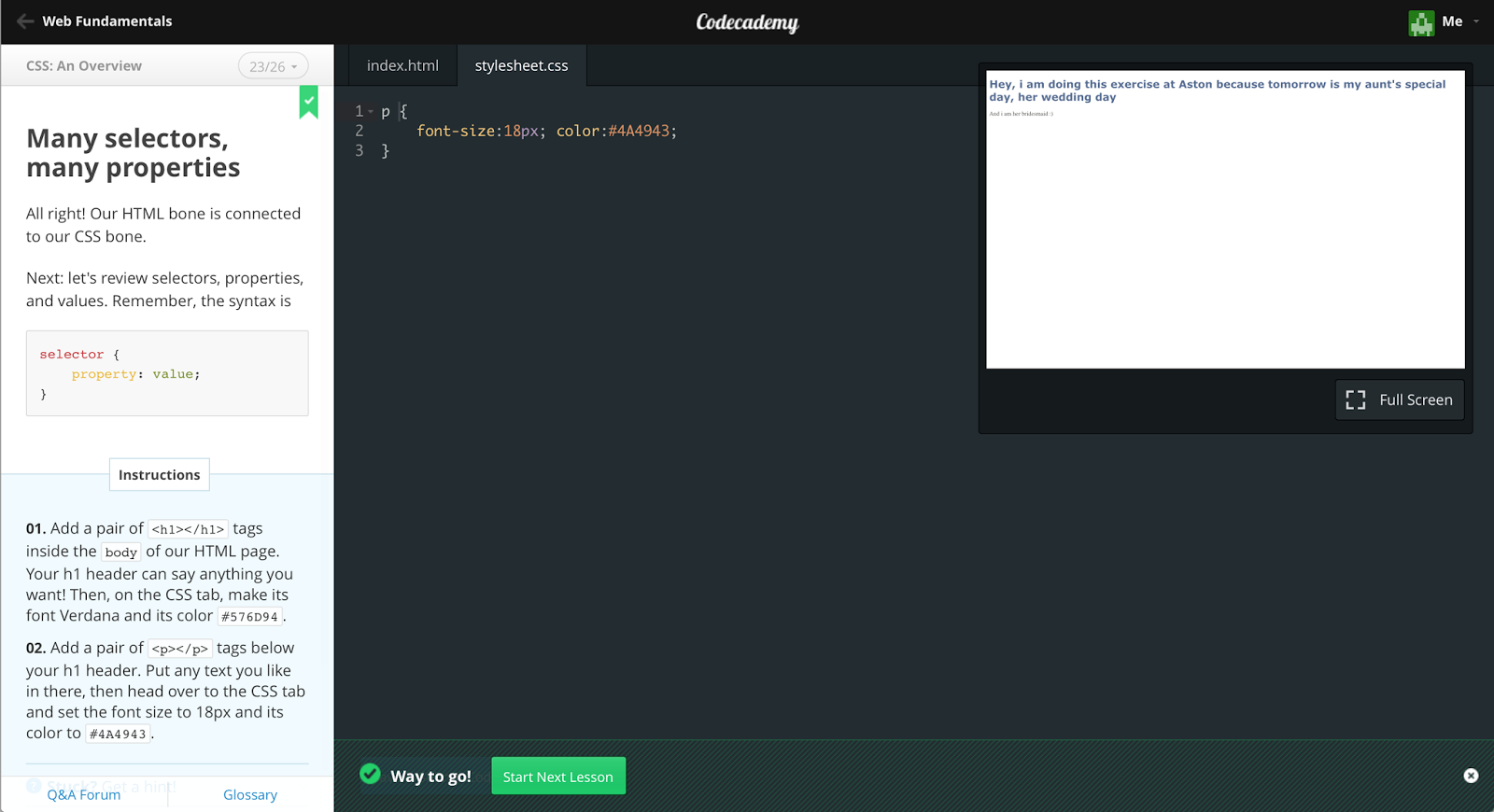 Hey, I'm Jesslyn.: Code Academy : Html & Css | CSS An Overview