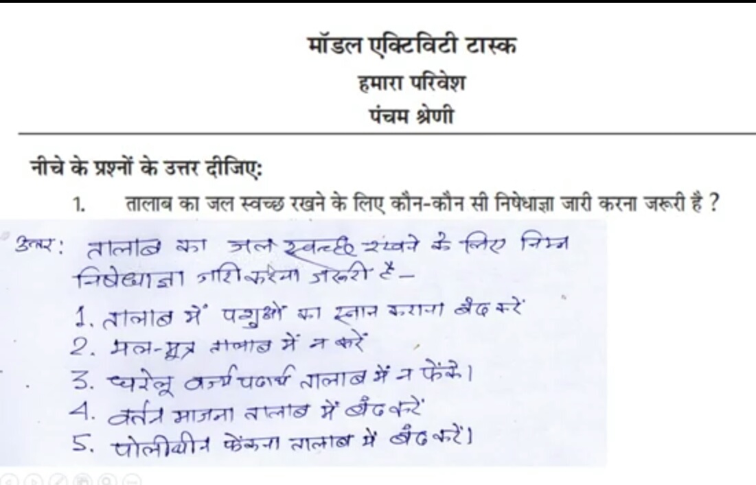 Class 5 (Hindi medium) Activity task solve