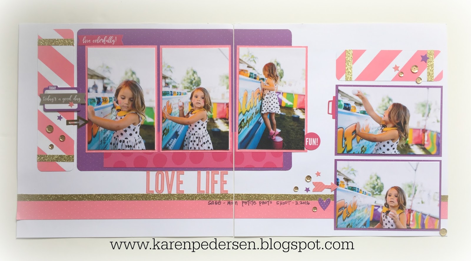 Karen Pedersen: Pink and Purple Layout