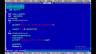 Write a program to check Average marks Using Array