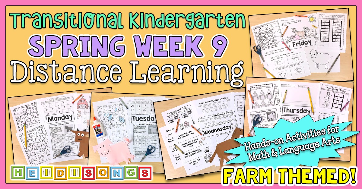 TK Distance Learning Packet: SPRING - FARM ANIMALS Theme - Week 9