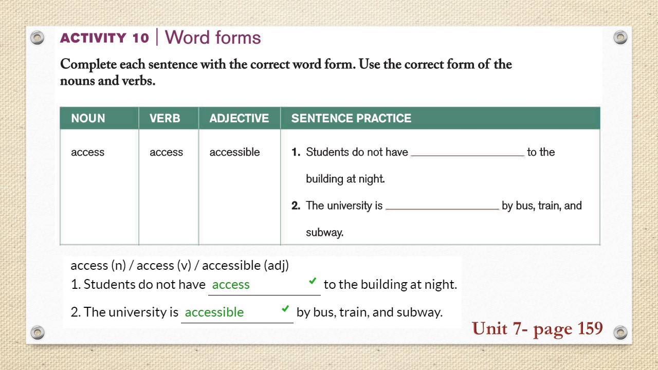 CEPT Practice: Review Grammar and Vocabulary GW1 Units 5-8 for Final Exam