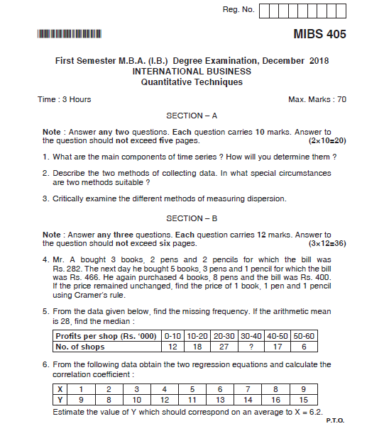 Mangalore University M.B.A.(INTERNATIONAL BUSINESS) First Semester MIBS ...