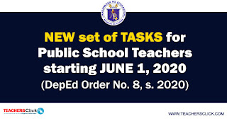 New Set of Tasks for Public School Teachers starting June 1, 2020 ...