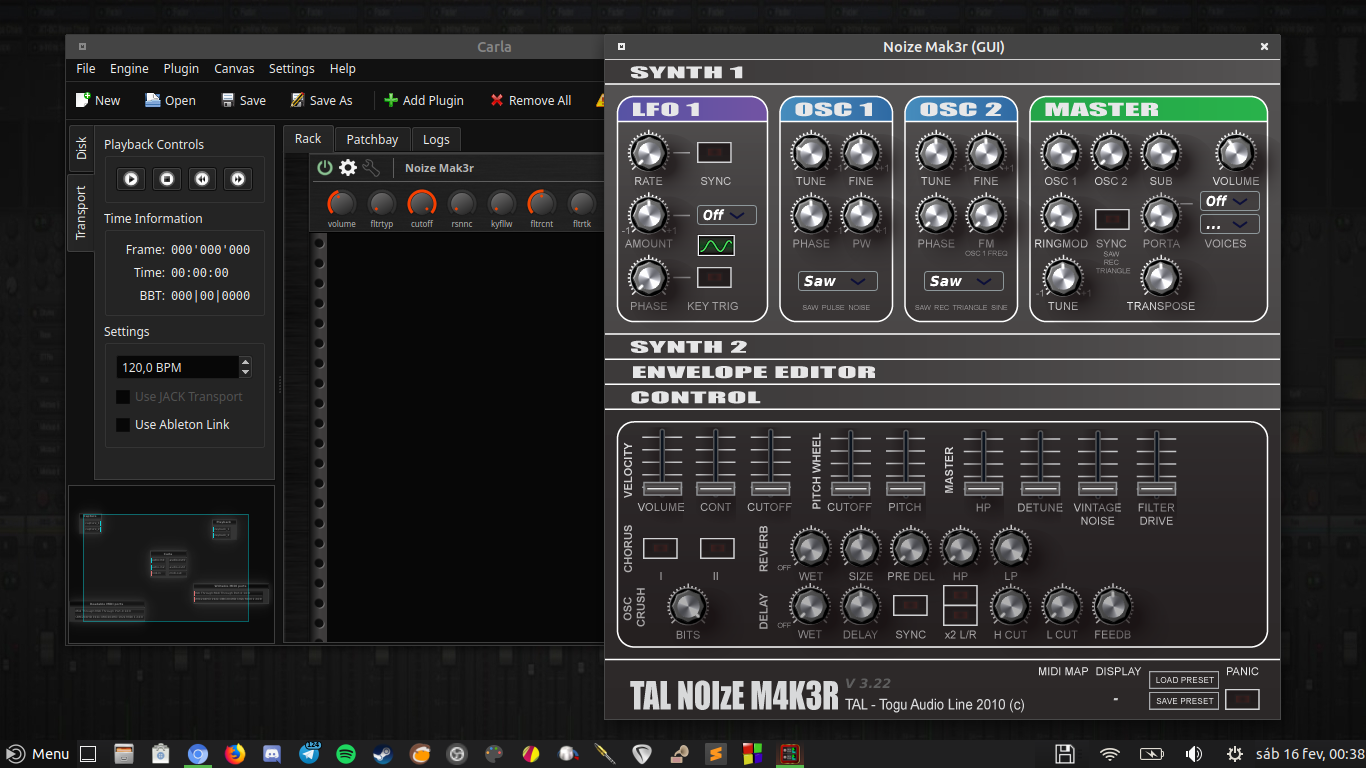 CARLA , um host para Plugins e SoundFonts