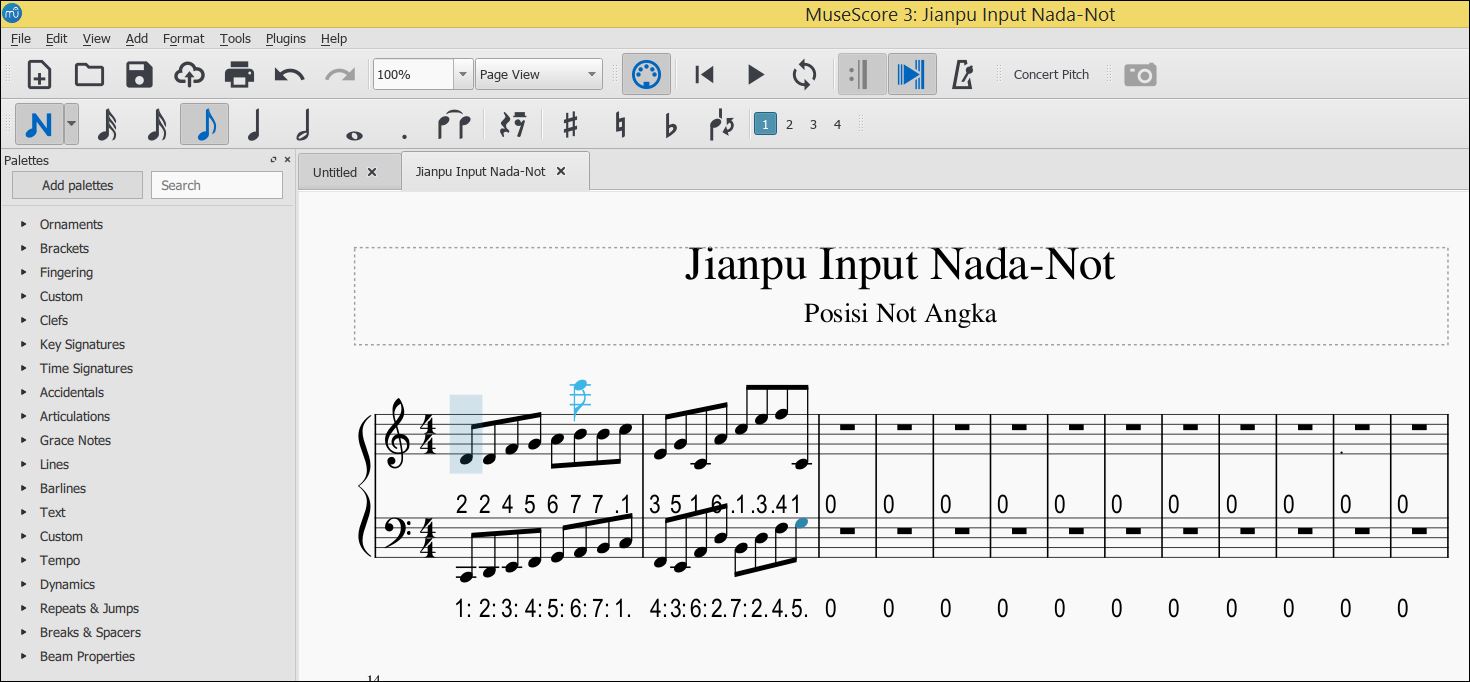 Plugin Jianpu MuseScore: Not Angka Versi Jianpu