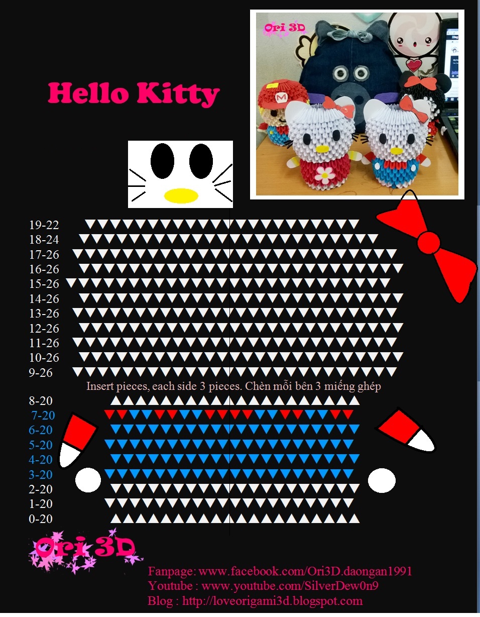 Ori 3D : [Diagram & Video] How to make a Hello Kitty 3D Origami - Hướng ...