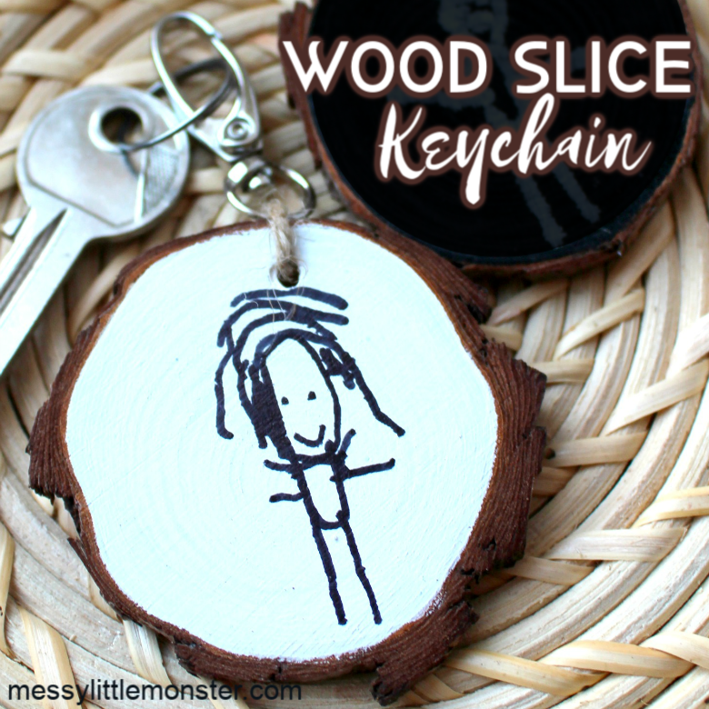 Wood Slice DIY keychain Craft- personalised gifts for kids to make ...