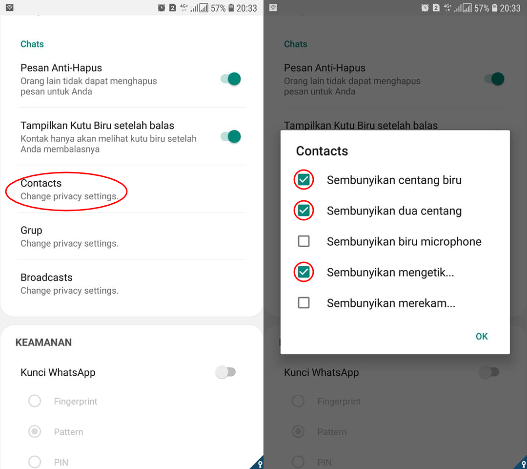 Cara Menghilangkan Centang Biru pada Whatsapp yang Online - Raina.id