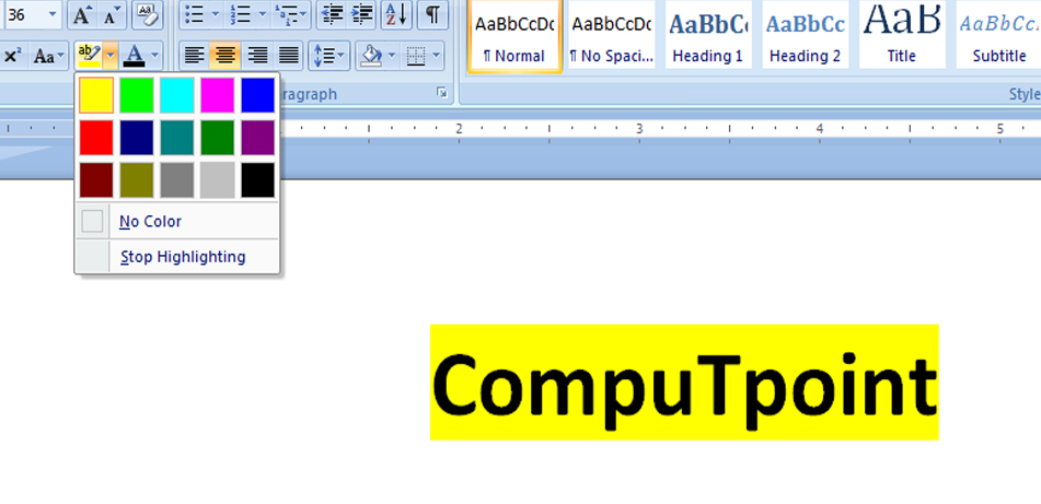 CompuTPoint: Applying the text colors in ms Word